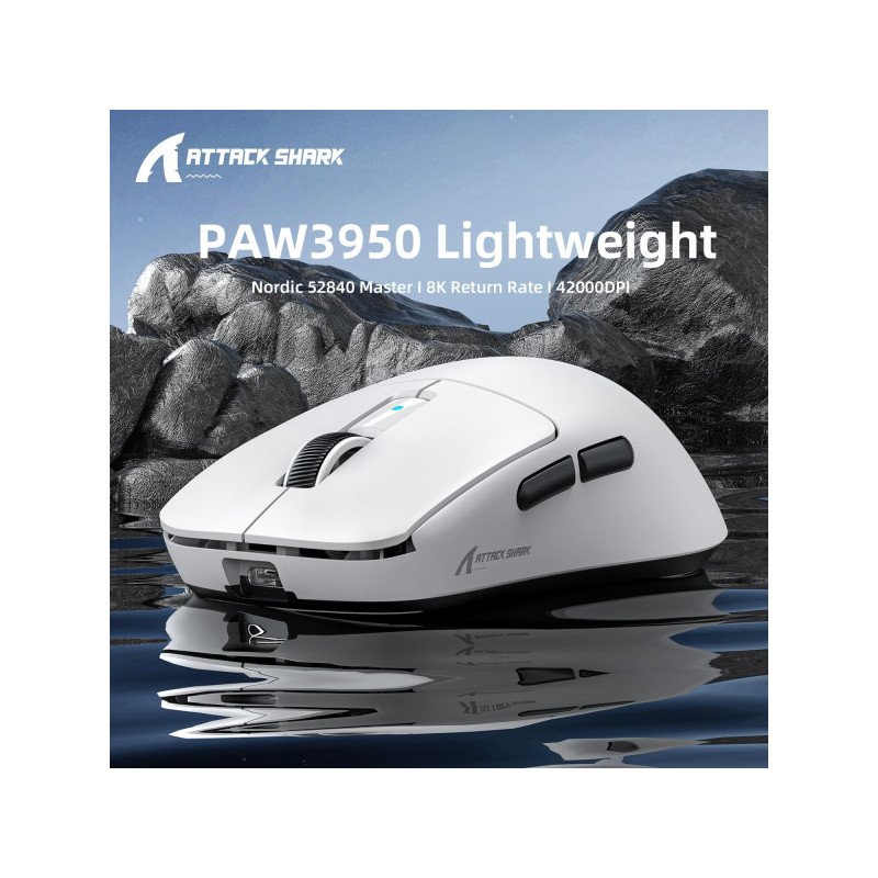 ATTACK SHARK R6 (White) – Souris Gaming Ultralégère 39g | 42,000 DPI ...